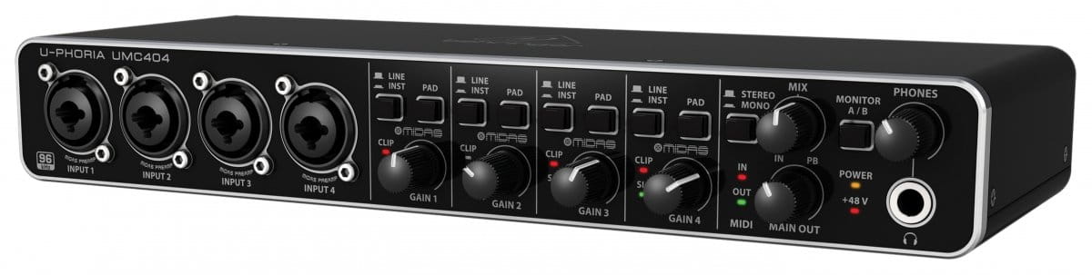 Behringer U-PHORIA UMC404 - Interfejs Audio USB/MIDI z Preampami MIDAS ...